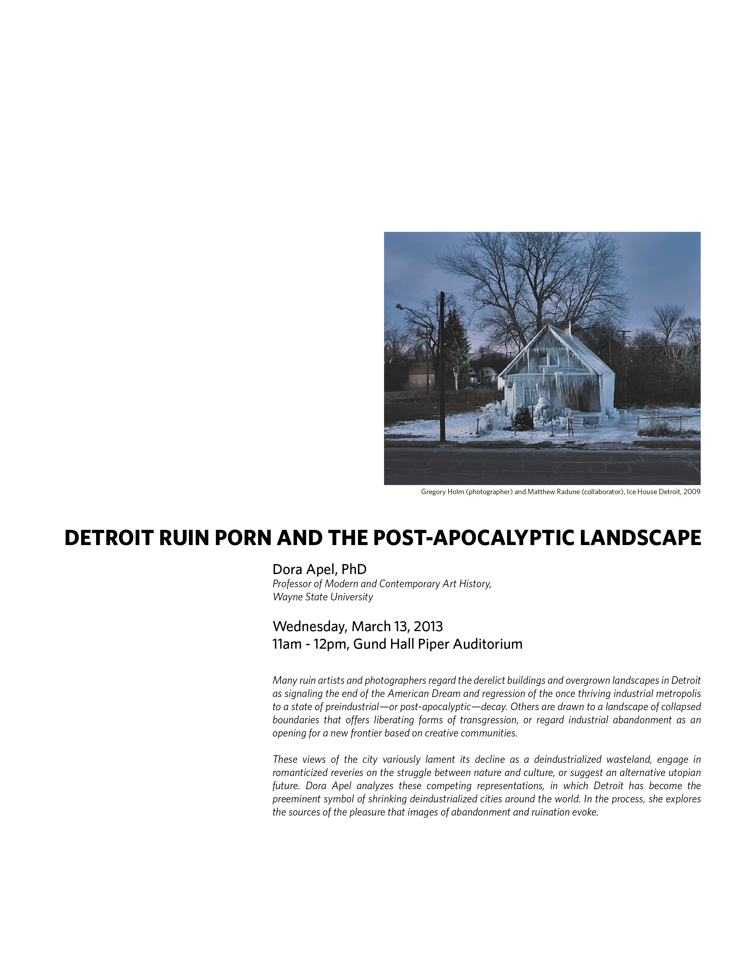 Course Lecture for "Landscape as Painting": Dora Apel, "Detroit Ruin ...