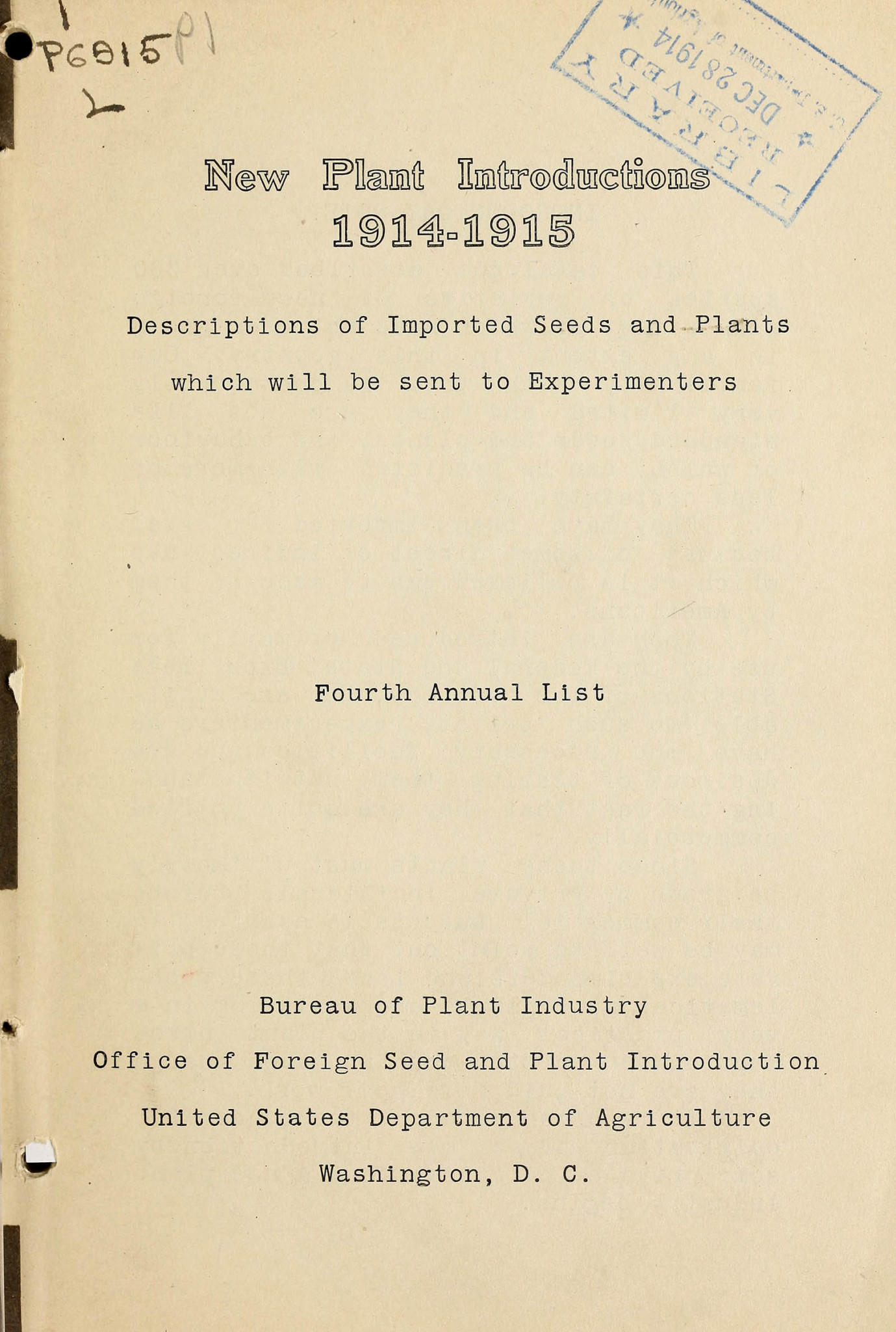 The World Was Their Garden: Plant introductions at the US Department of ...