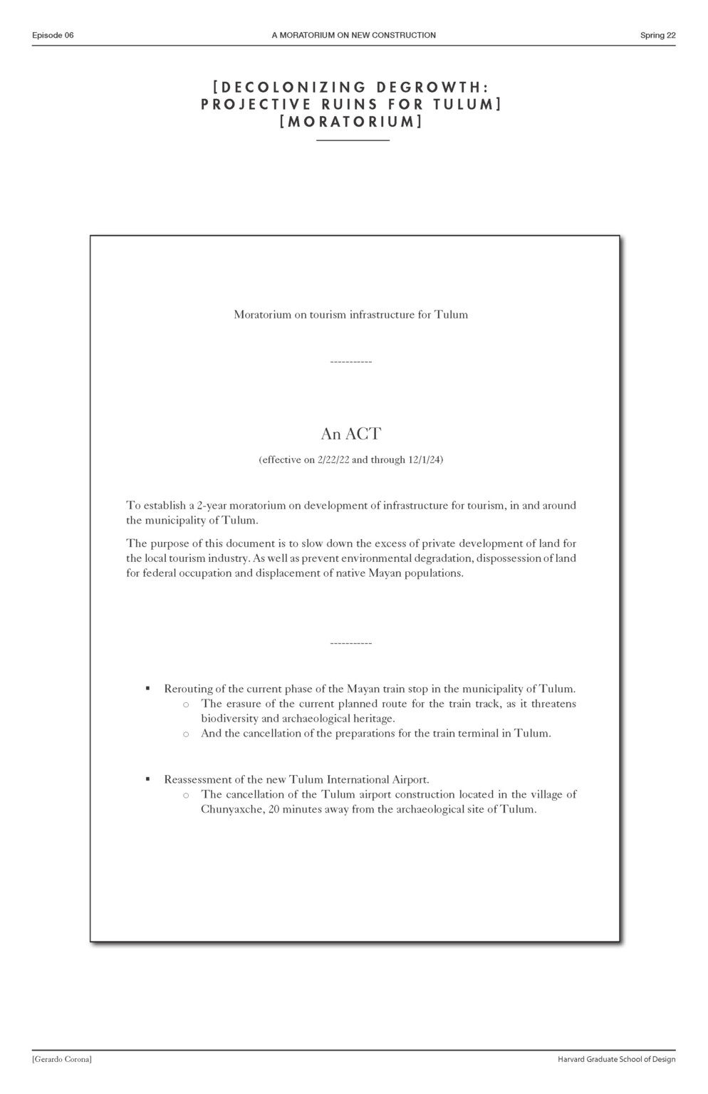 A Moratorium on New Construction? - Harvard Graduate School of Design